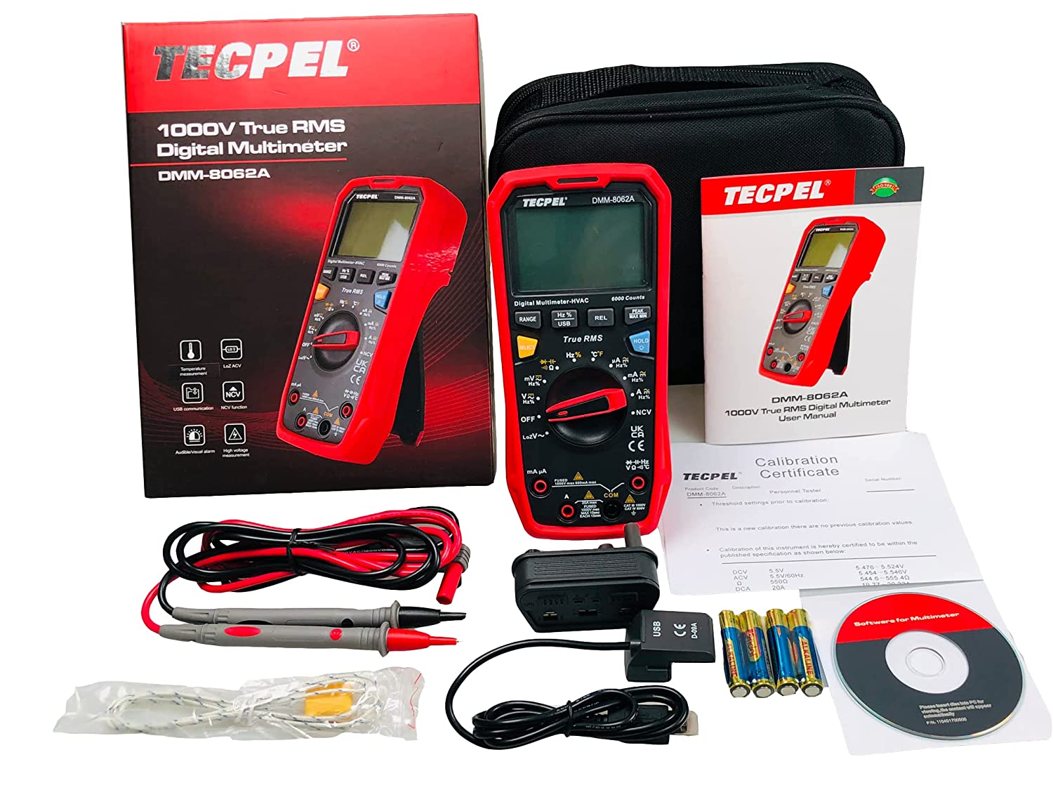 6000 Count Digital multimeters Autorange dmm-8062 USB, RS-232 |TECPEL ...