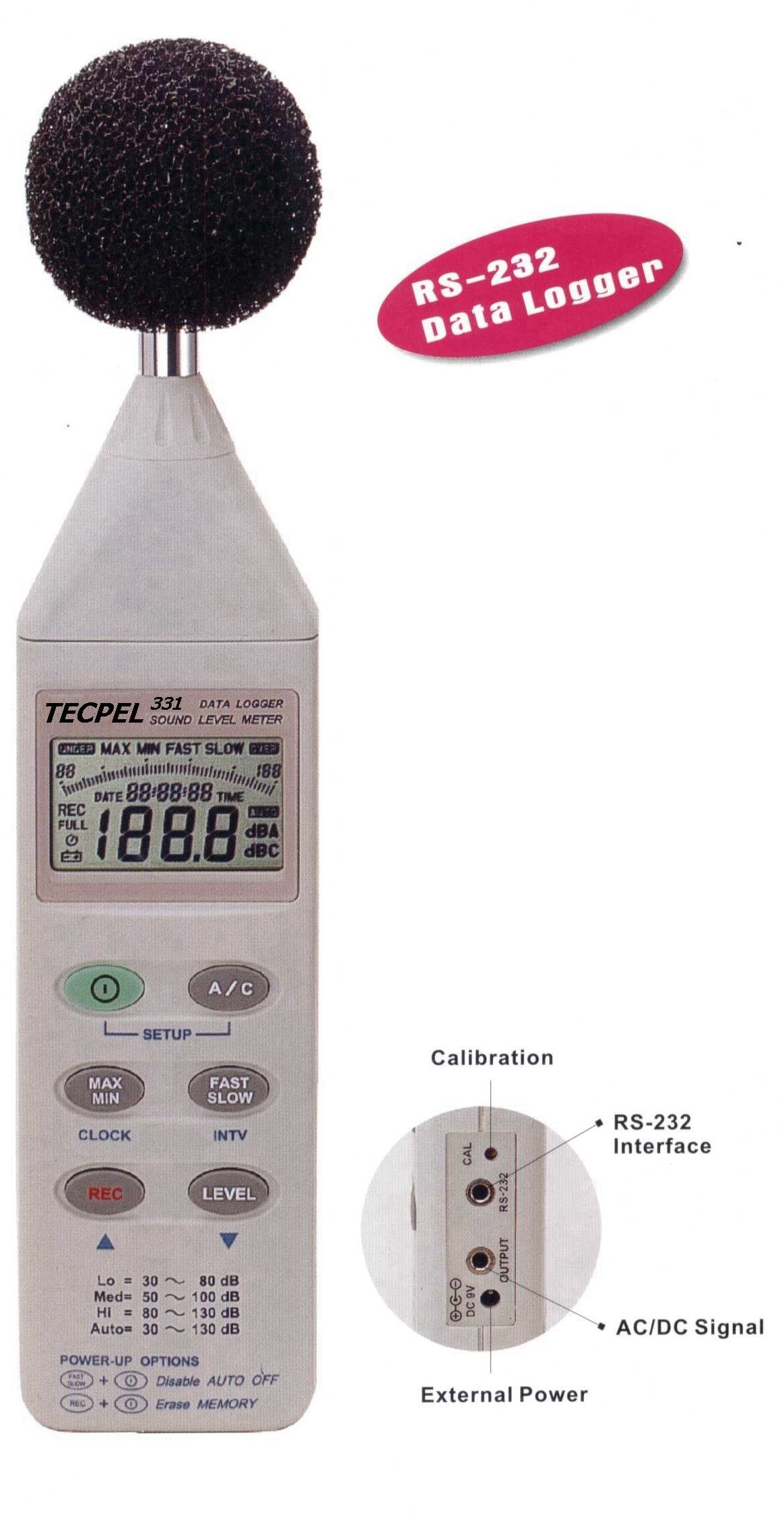 Sound Level data logger dsl-331 Tecpel dB meter noise recorder ...