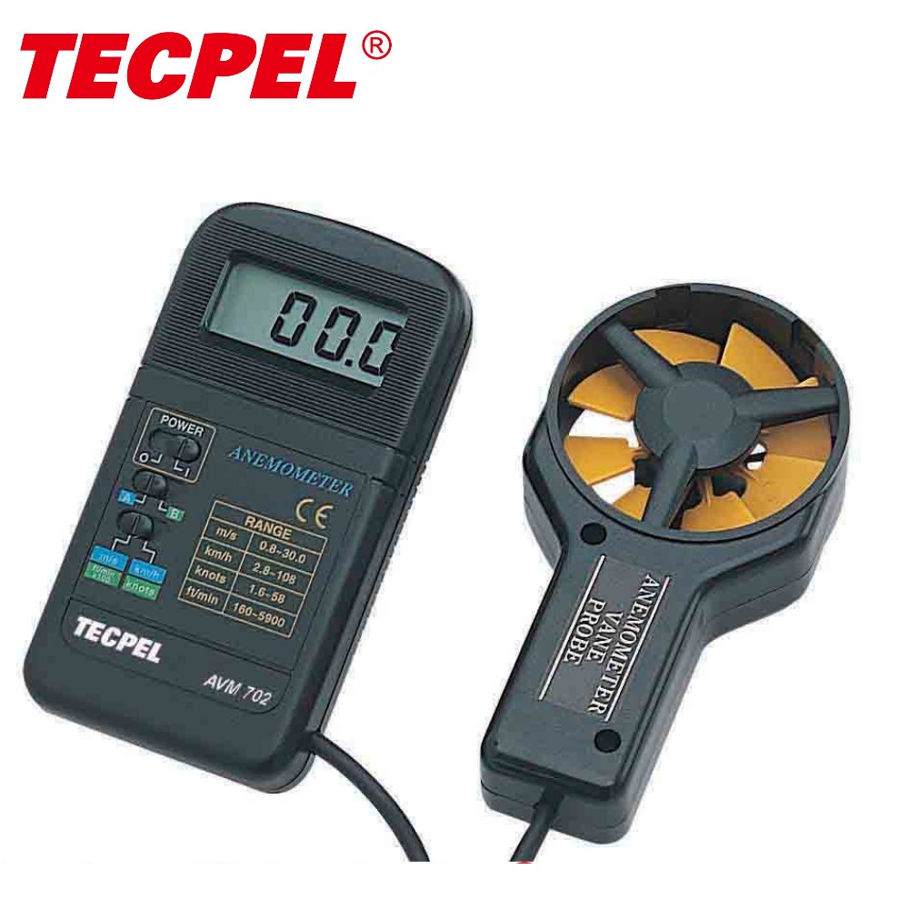 anemometer Digital rotating vane air speed velocity measurement |TECPEL ...